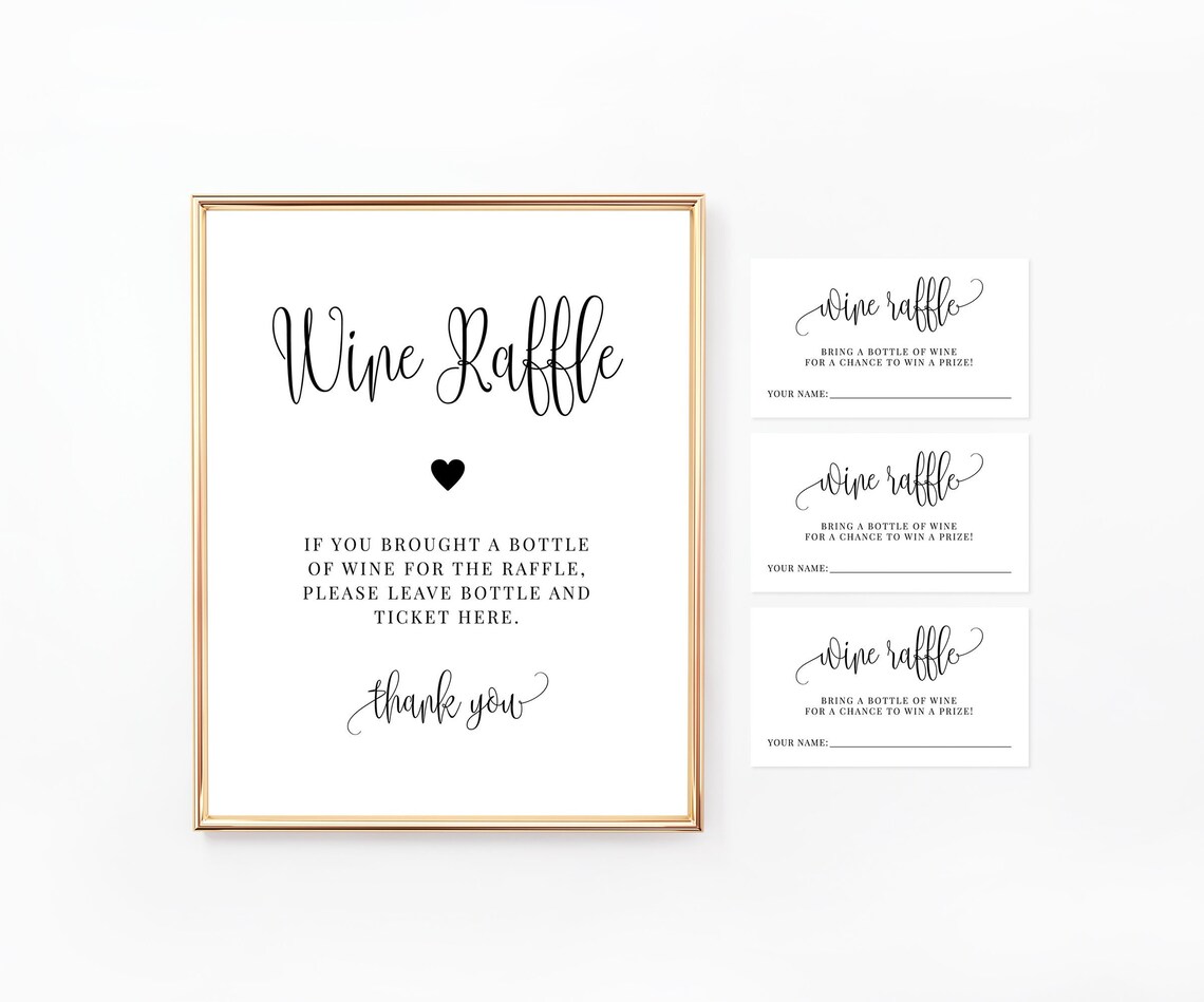 Wine Raffle Sign and Cards Wine Raffle Ticket Bridal Shower - Etsy