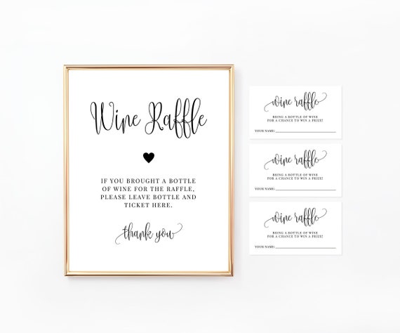 Wine Raffle Sign and Cards Wine Raffle Ticket Bridal Shower - Etsy