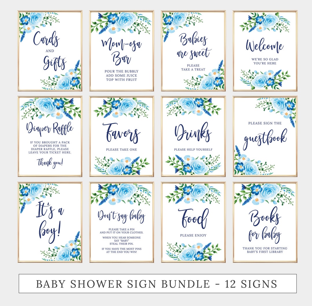 12 Baby Shower Signs Bundle, Printable, Signage Pack, Baby Shower Signs ...