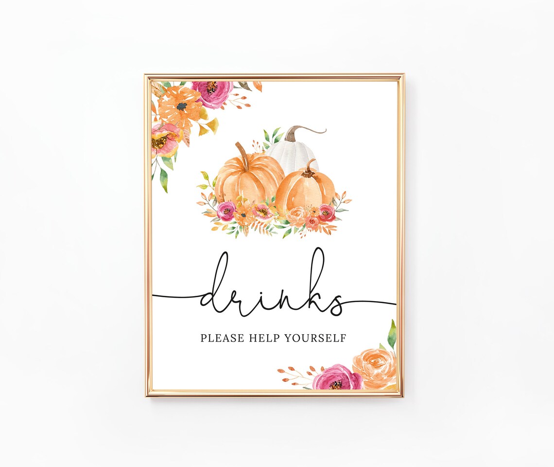 Fall Drinks Printable Sign Please Help Yourself to Drinks | Etsy