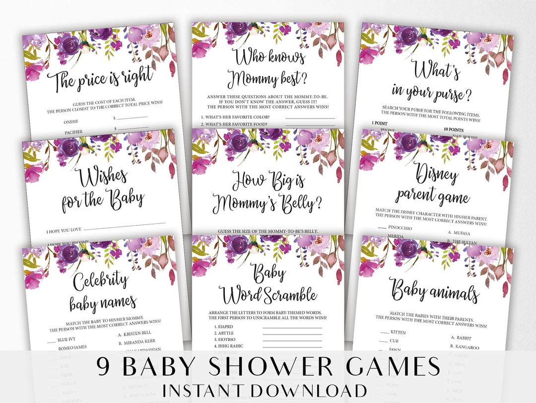 Baby Shower Games Bundle, Printable Shower Games Package & Activities ...