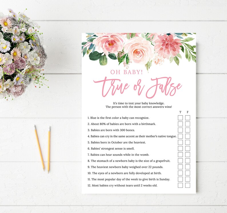 True or False Baby Shower Game Printable Game Baby Shower - Etsy