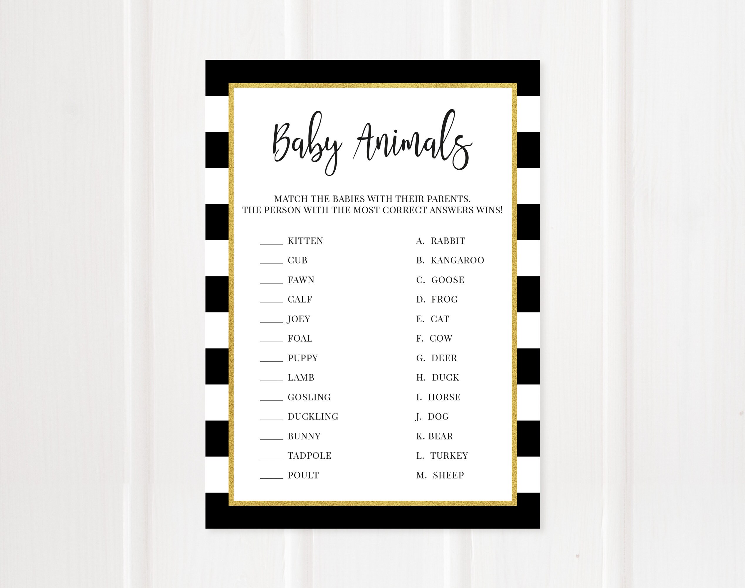 Baby Animals Game Guess Baby Animals Baby Shower Games and | Etsy