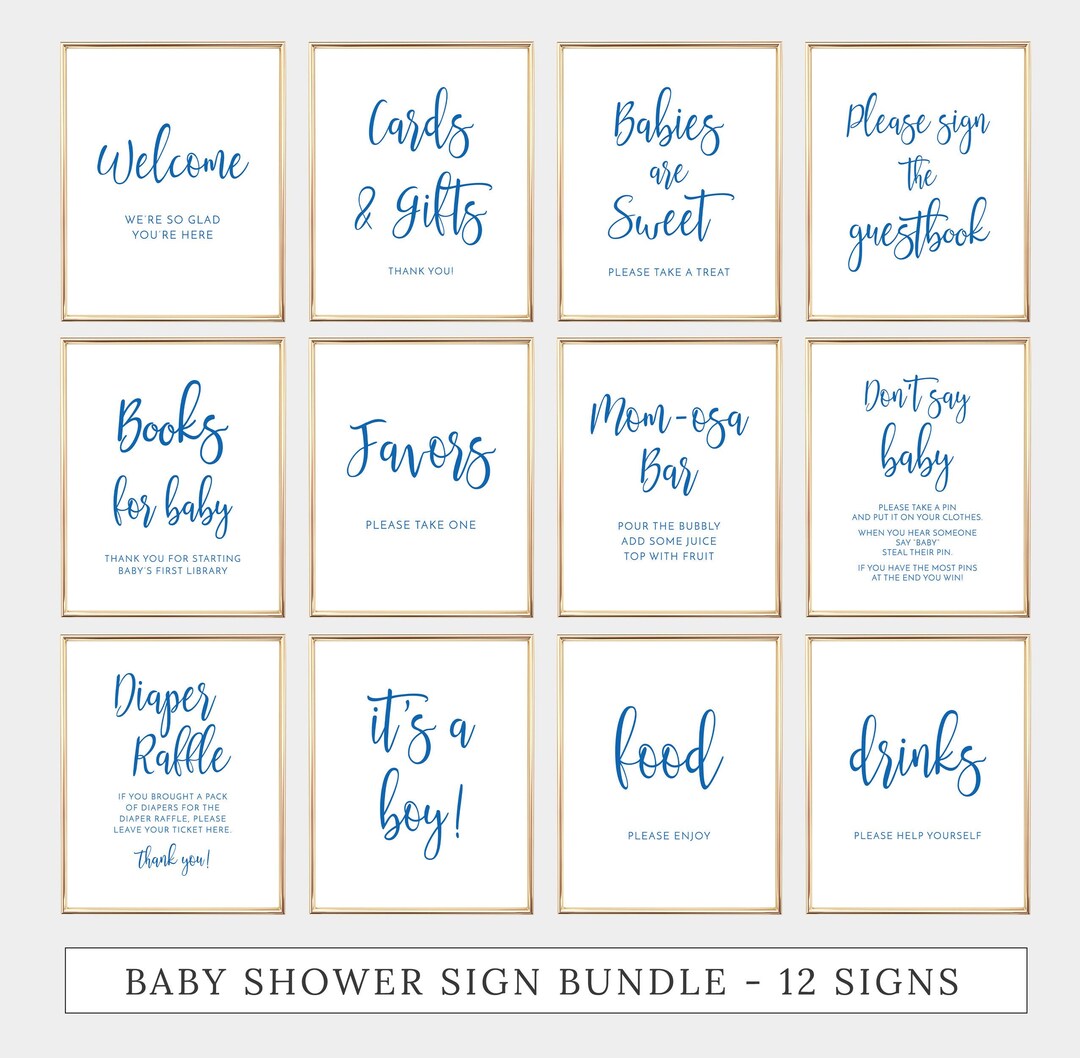 12 Baby Shower Signs Bundle, Printable, Signage Pack, Baby Shower Signs ...