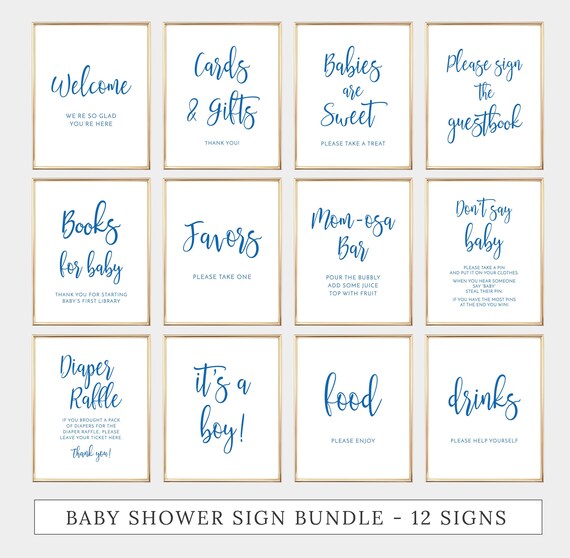 12 Baby Shower Signs Bundle Printable Signage Pack Baby | Etsy