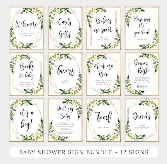 12 Baby Shower Signs Bundle Printable Signage Pack Baby - Etsy
