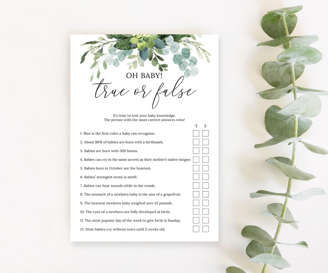 True or False Baby Shower Game Printable Game Baby Shower - Etsy