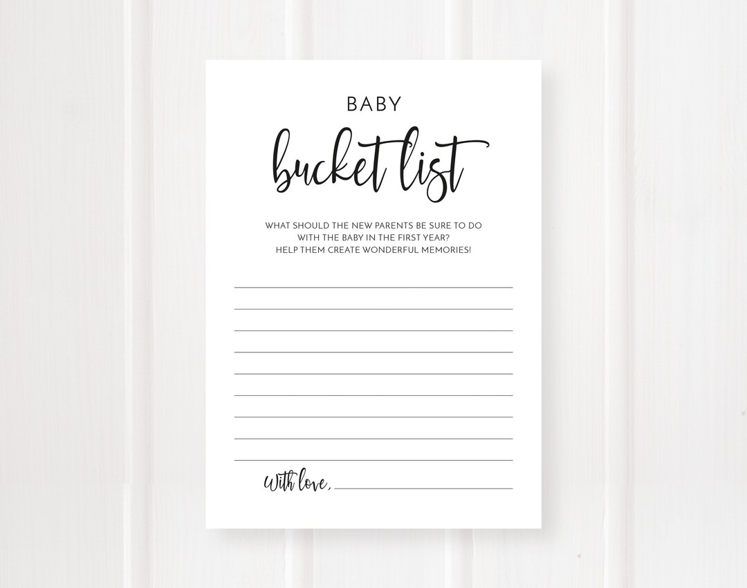 Baby Bucket List Game, Baby Shower Game, Bucket List for the First Year ...