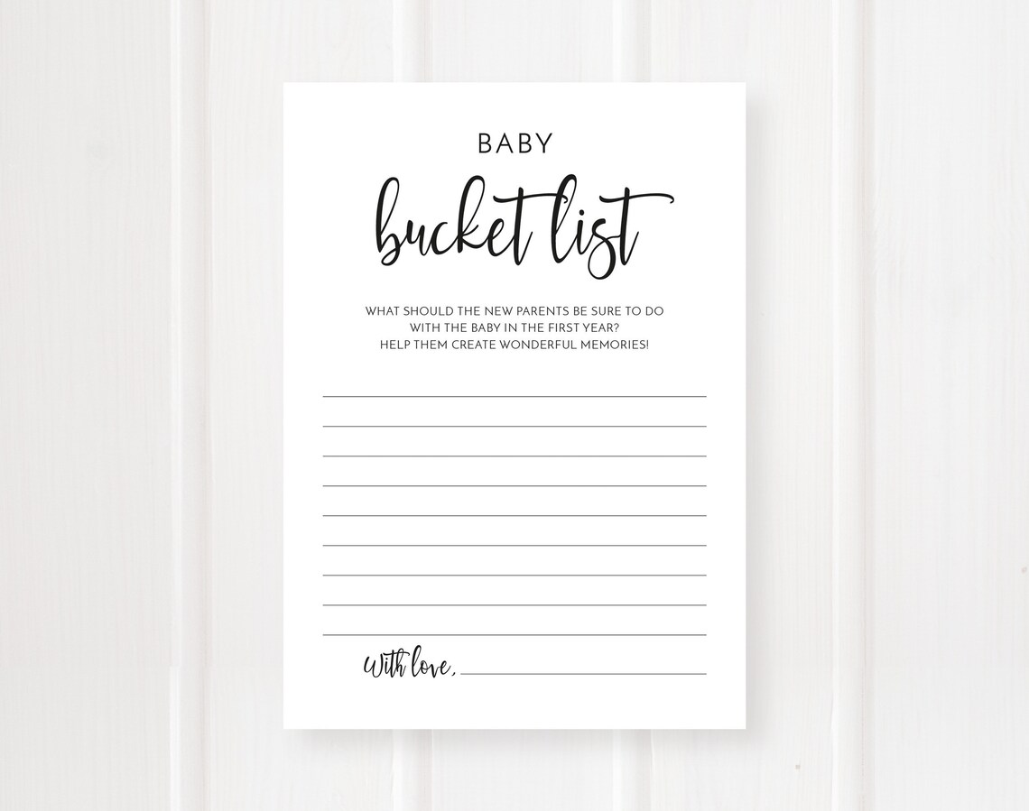 Baby Bucket List Game, Baby Shower Game, Bucket List for the First Year ...