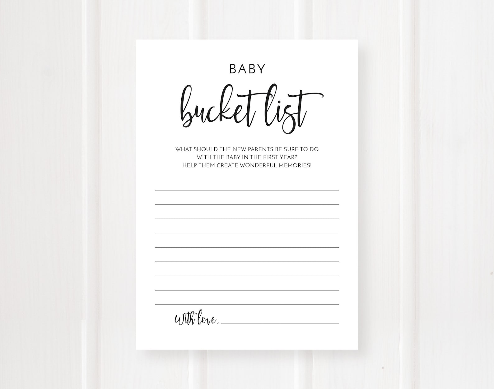 Baby Bucket List Game, Baby Shower Game, Bucket List for the First Year ...