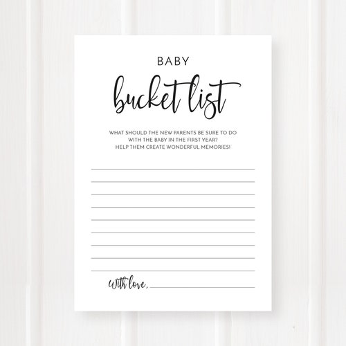 Baby Bucket List Game Baby Shower Game Bucket List for the - Etsy