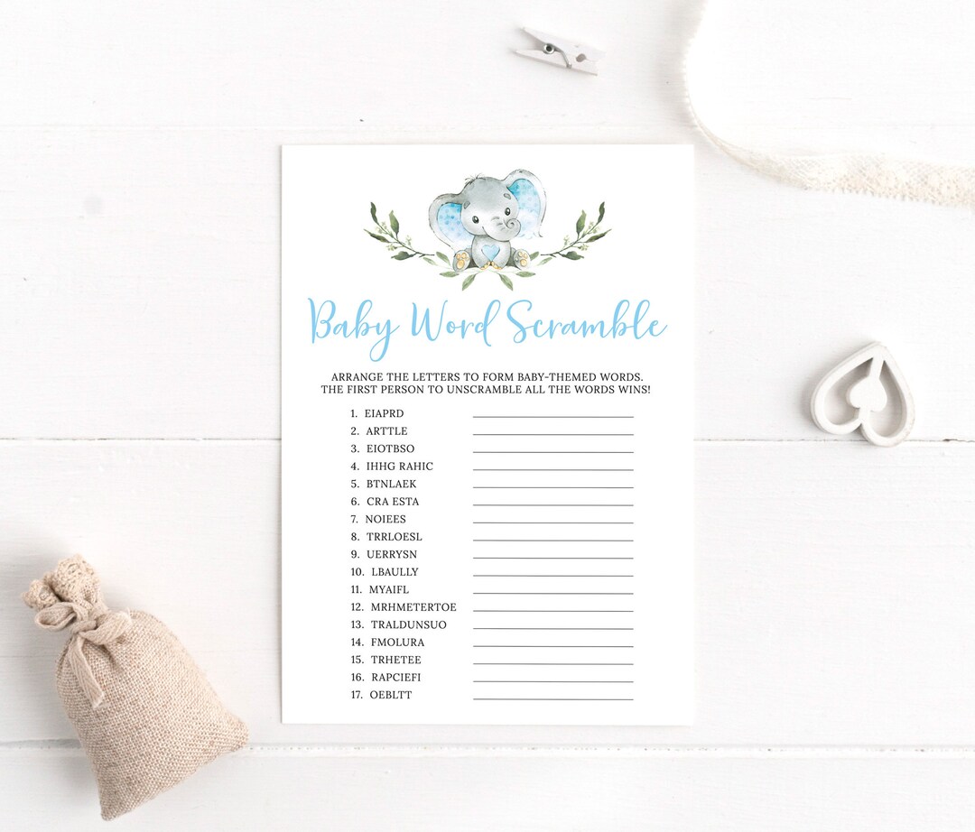 Baby Word Scramble Game, Baby Shower Game, Word Scramble Baby Shower ...