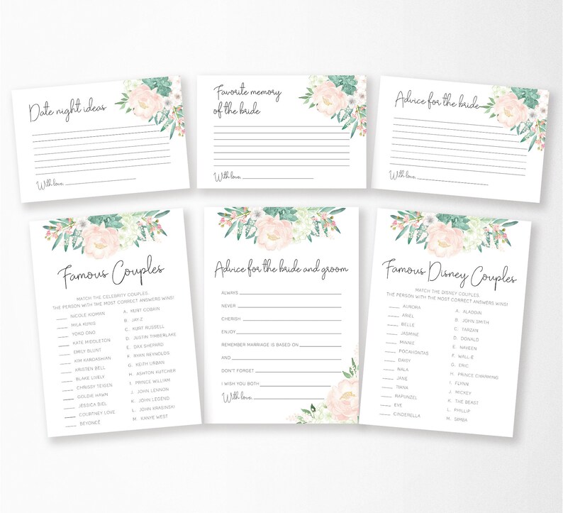 Bridal Shower Games Bundle Printable Shower Games Pack & - Etsy