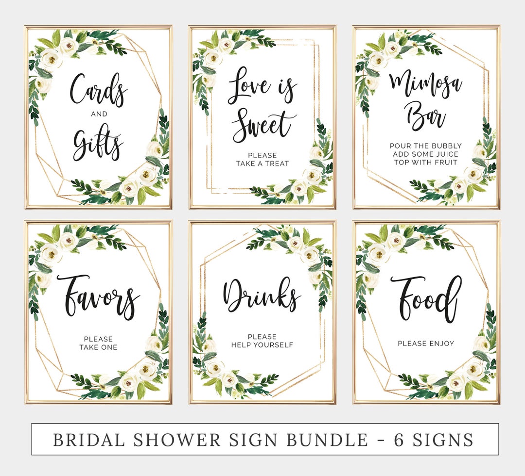 6 Bridal Shower Signs Bundle, Printable Signs, Signage Pack, Floral ...
