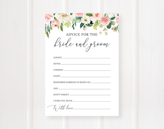 Advice for the Bride and Groom Floral Bridal Shower Wedding | Etsy