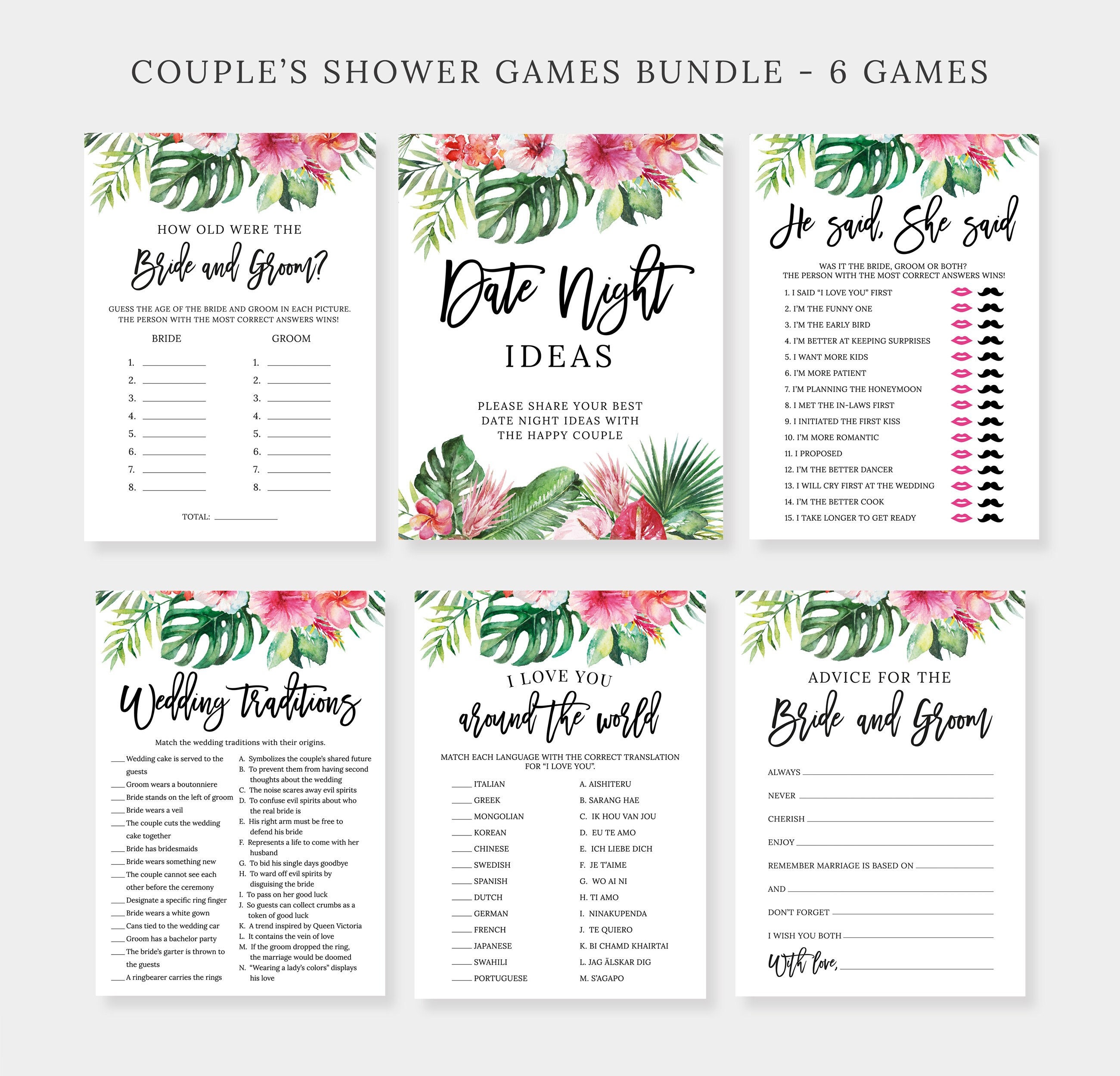 Tropical Couple's Shower Games Bundle 6 Wedding Shower - Etsy