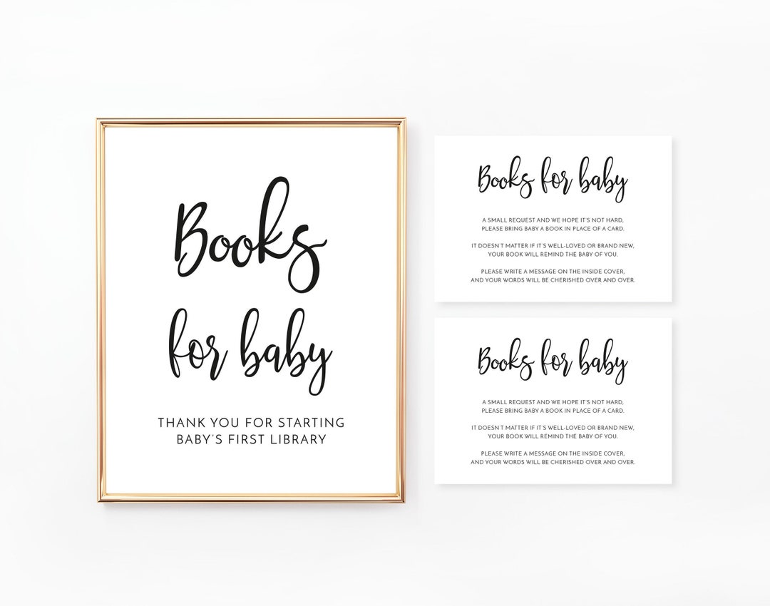 Books for Baby Sign and Cards, Baby Shower Book Request, Invitation ...