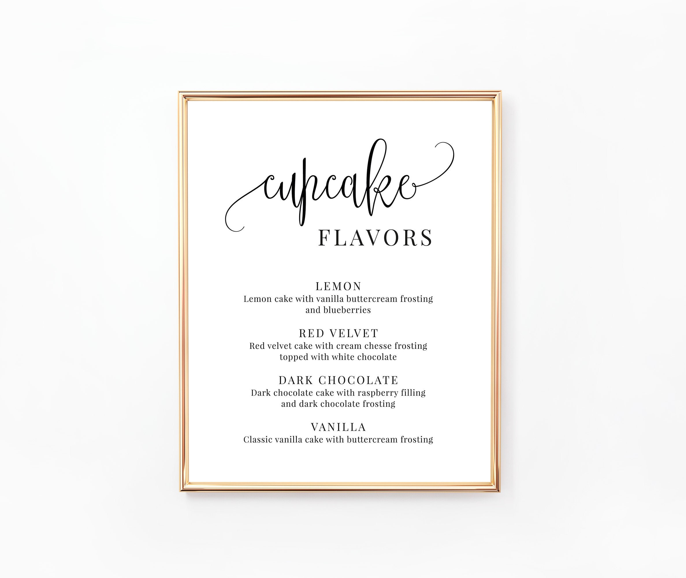 Cupcake Flavors Sign, Wedding Cupcake Menu, Cupcake Bar Sign, Wedding ...