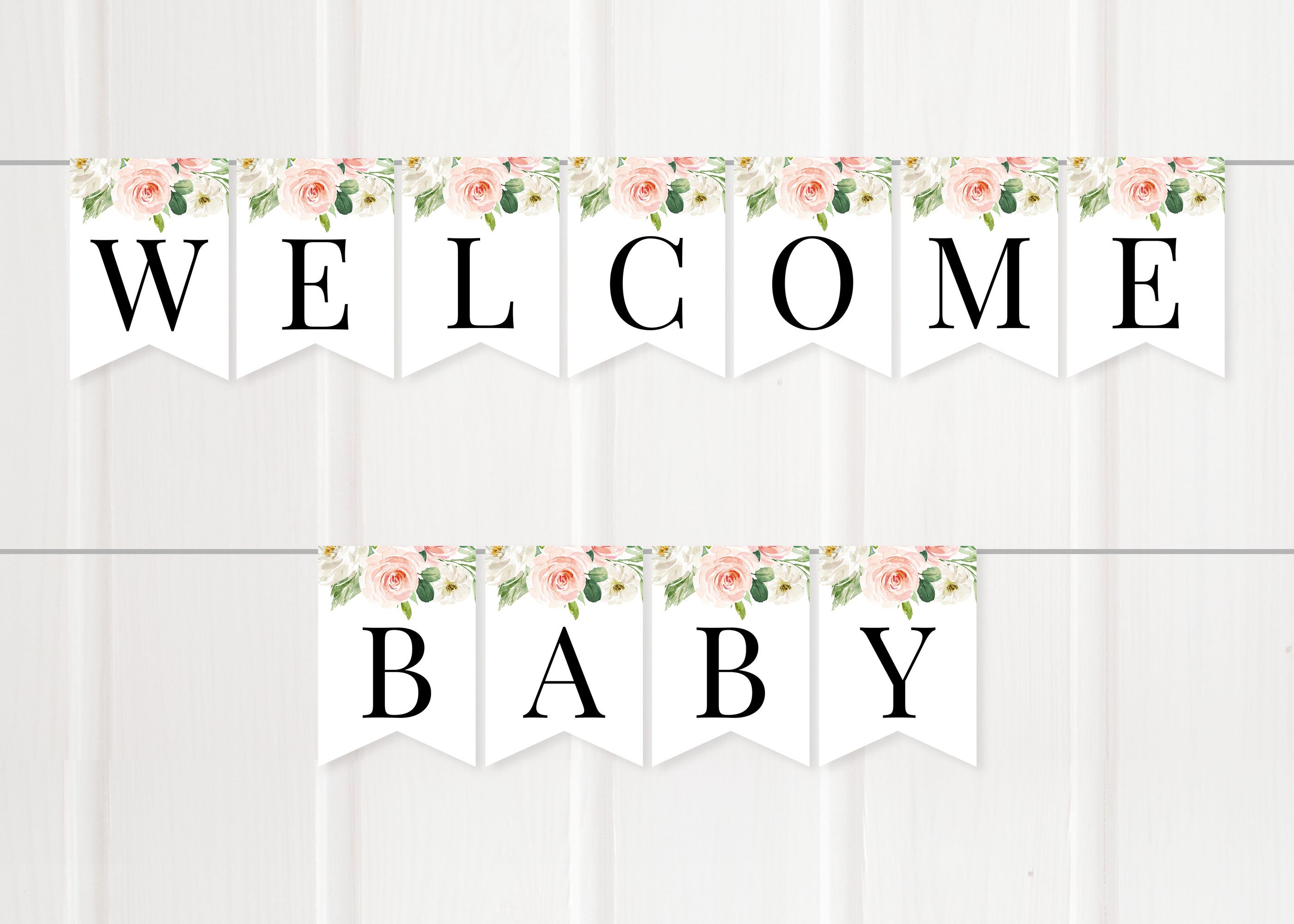 Printable Welcome Baby Banner Floral Baby Shower Decor | Etsy
