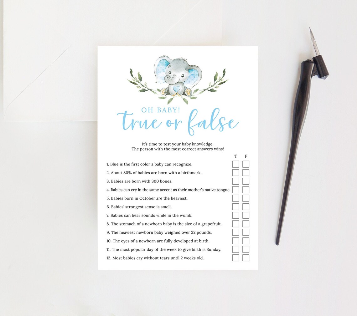 True or False Baby Shower Game Printable Game Baby Shower - Etsy
