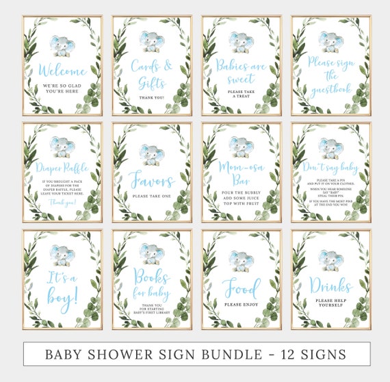 12 Baby Shower Signs Bundle Printable Signage Pack Baby | Etsy