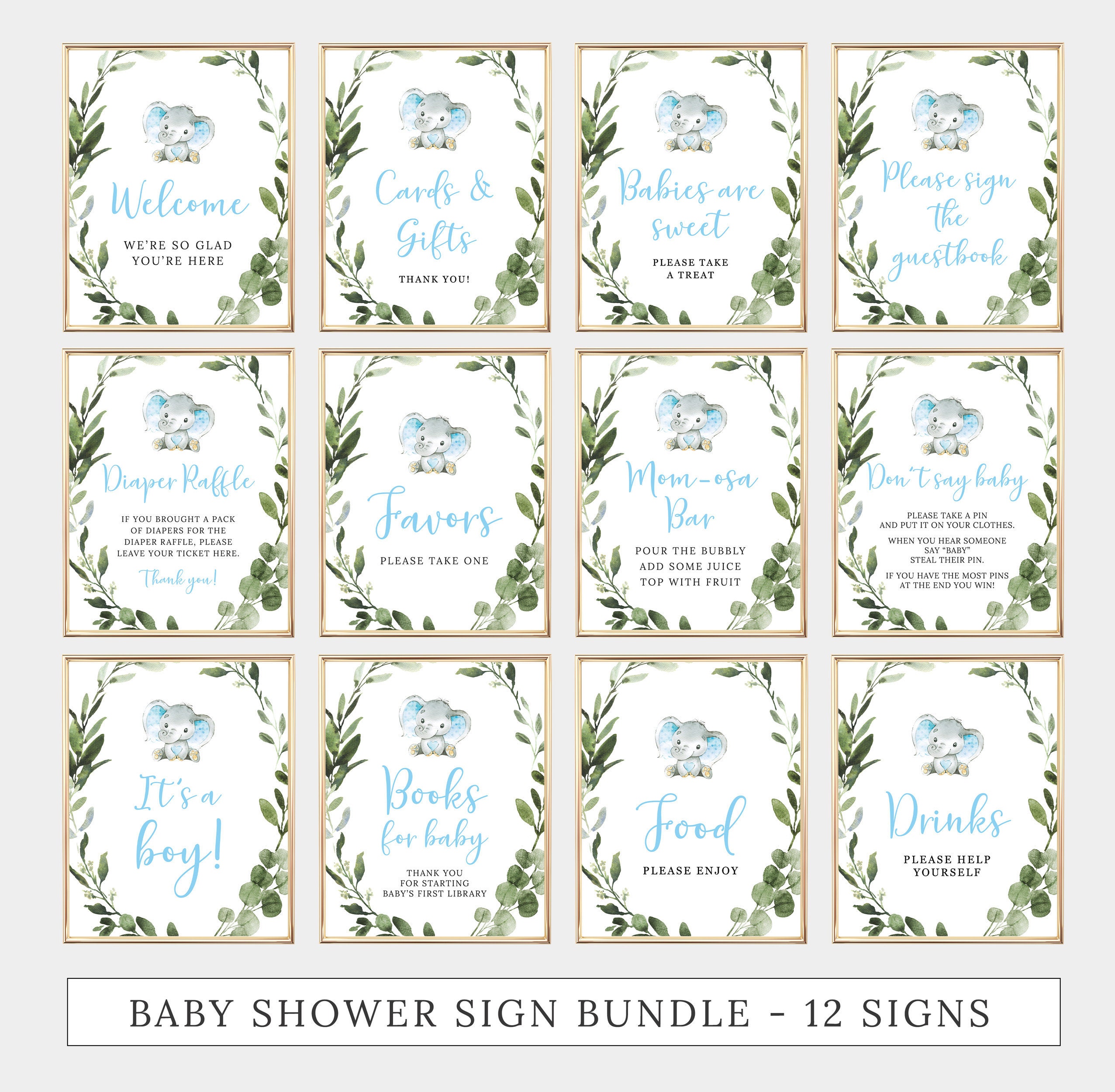 12 Baby Shower Signs Bundle Printable Signage Pack Baby | Etsy