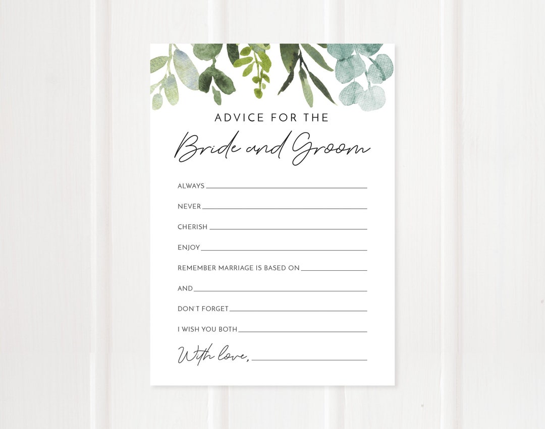 Advice for the Bride and Groom | Printable Bridal Shower Game | Floral ...