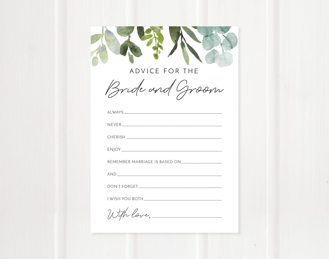Advice for the Bride and Groom Printable Bridal Shower Game - Etsy