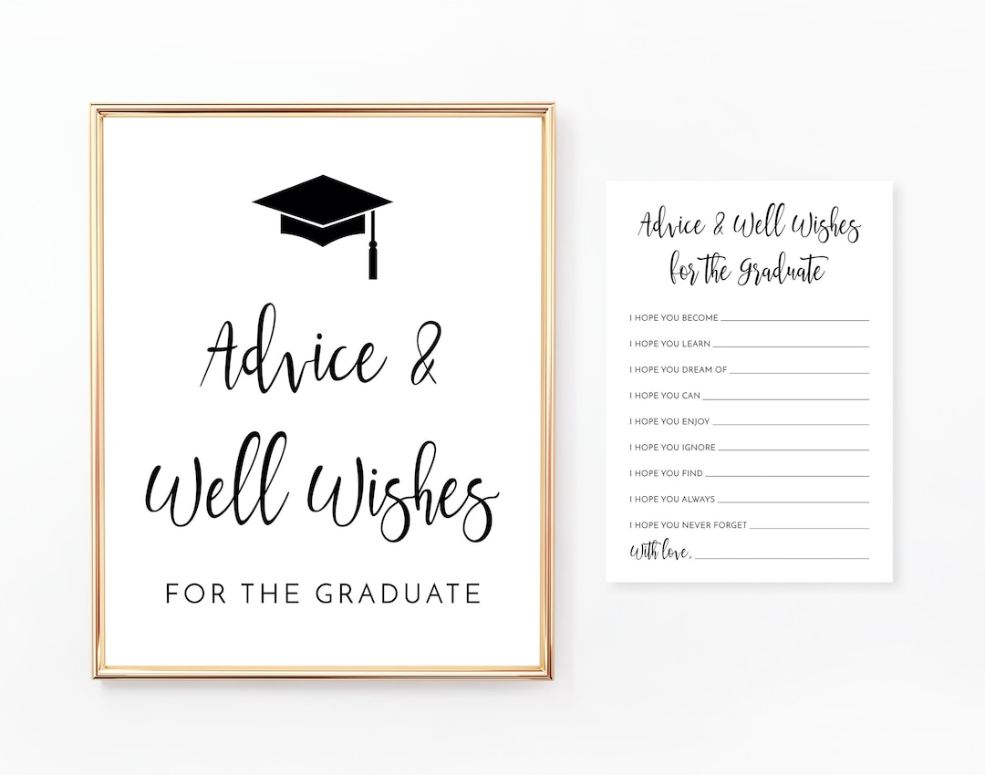 Advice and Well Wishes for the Graduate Sign and Cards, Printable ...