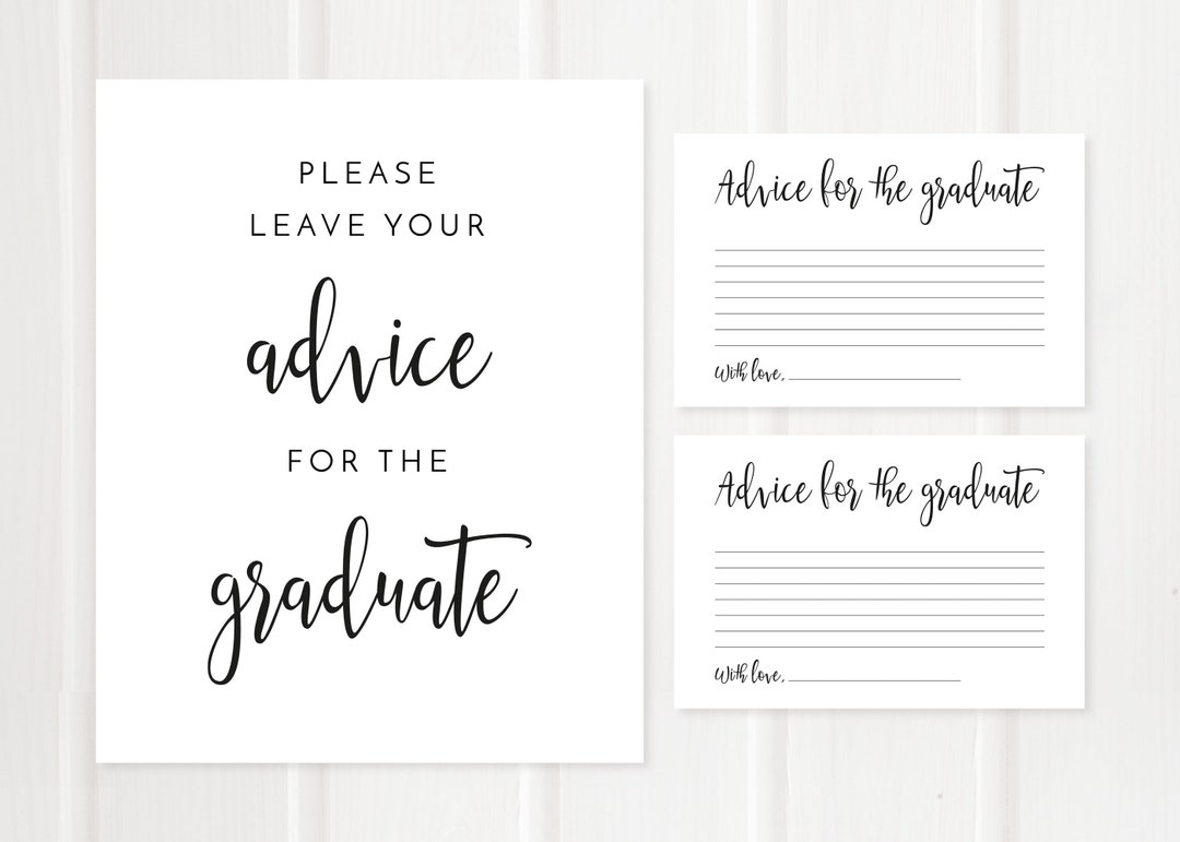 Advice for the Graduate Sign and Cards Printable Graduation Party ...