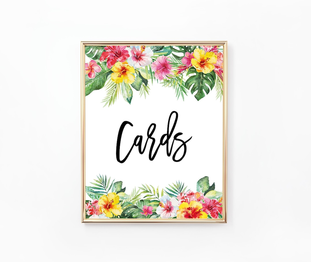 Tropical Cards Sign, Printable Cards Sign, Wedding Cards Sign, Birthday ...