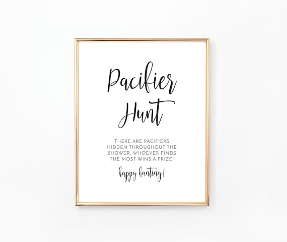 Pacifier Hunt Sign Baby Shower Sign Pacifier Hunt Game Baby - Etsy