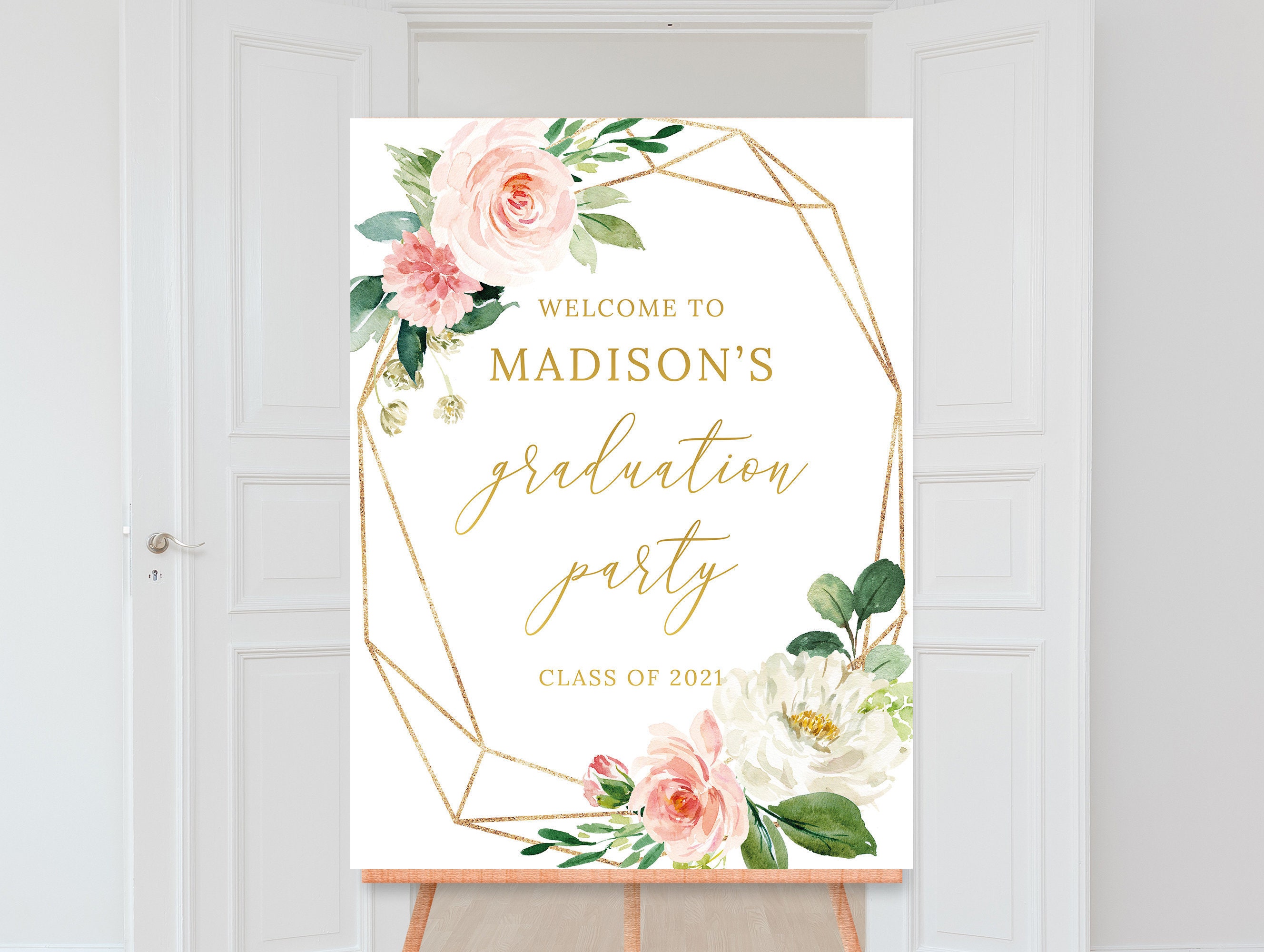 Floral Graduation Party Welcome Sign, Printable Welcome Sign, College ...
