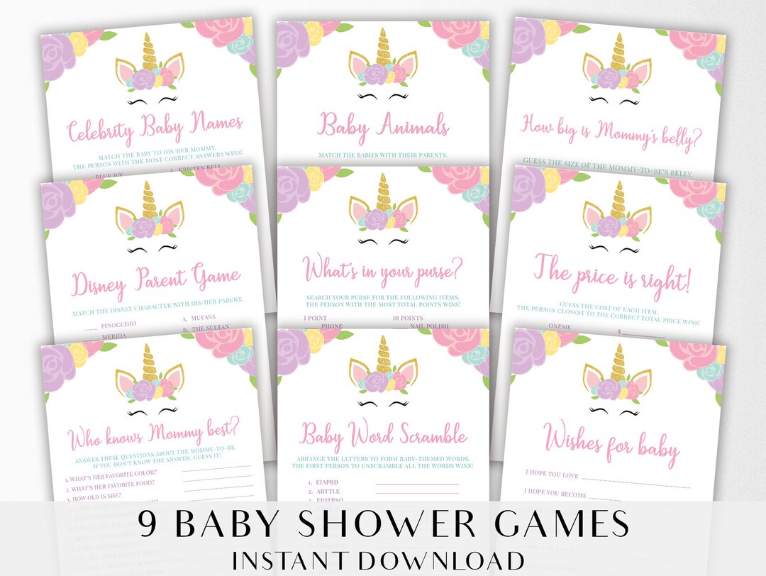 Baby Shower Games Bundle, Printable Shower Games Pack & Activities ...