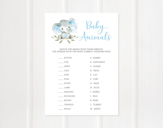 Baby Animals Game Name the Baby Animals Baby Shower Game - Etsy