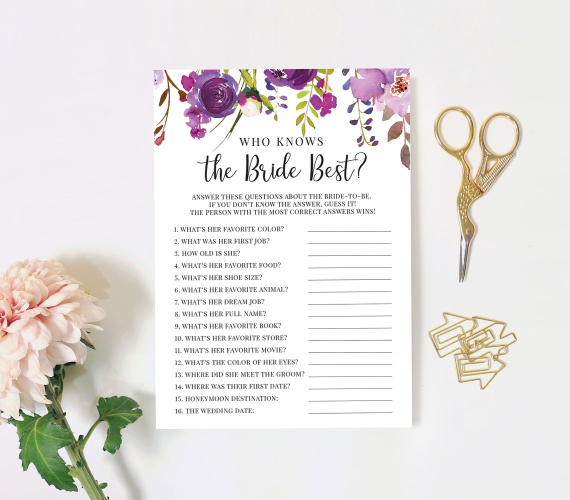 Who Knows the Bride Best Bridal Shower Game How Well Do You - Etsy