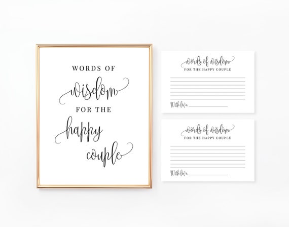 Words of Wisdom Sign and Cards Printable Sign Wedding Sign - Etsy
