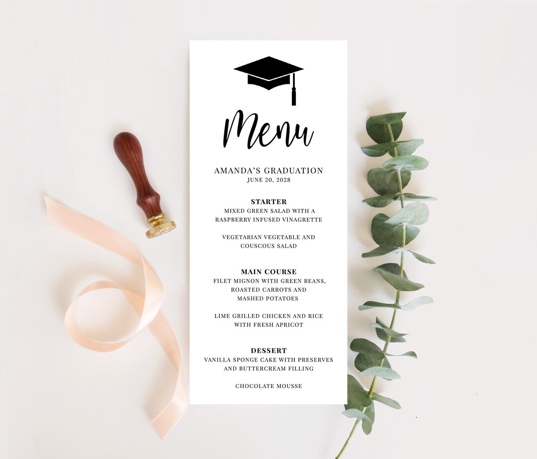 Graduation Party Food Menu, Printable Menu, Graduation Party Decor ...