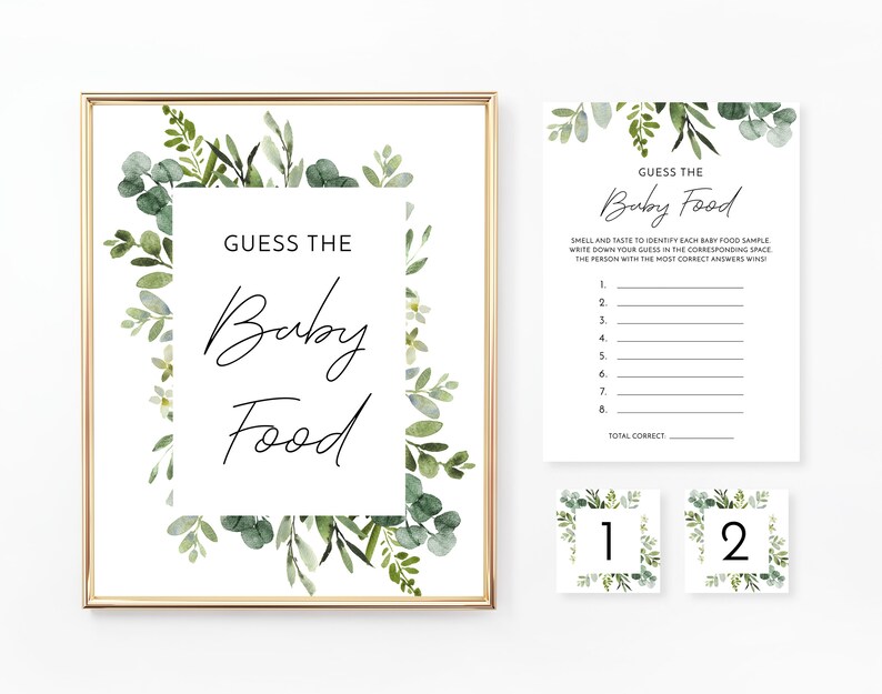 Greenery Baby Shower Games Bundle, 12 Games, Foliage, Leaves ...