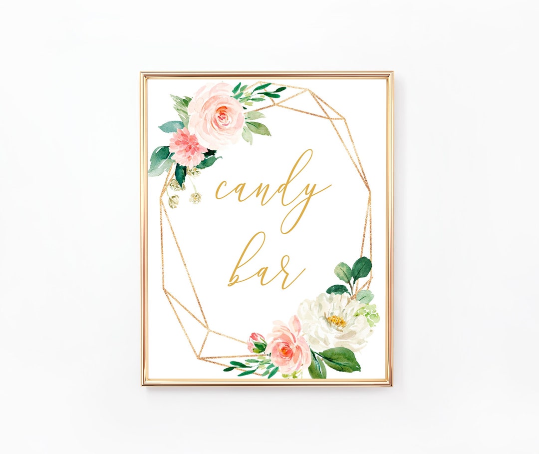 Floral Candy Bar Sign, Printable Dessert Table Sign, Candy Table ...