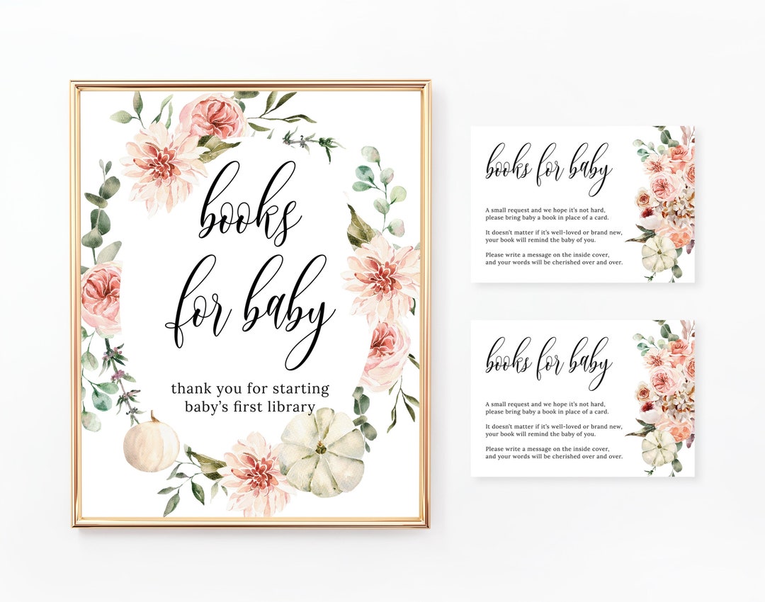 Fall Books for Baby Sign and Cards, Baby Shower Book Request ...