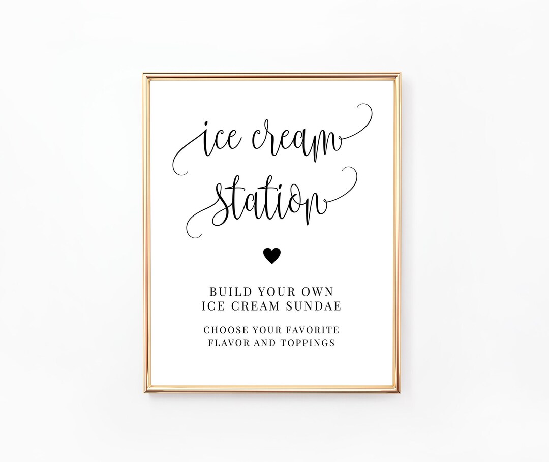 Ice Cream Station Sign, Sundae Bar, Ice Cream Bar, Wedding Sign ...