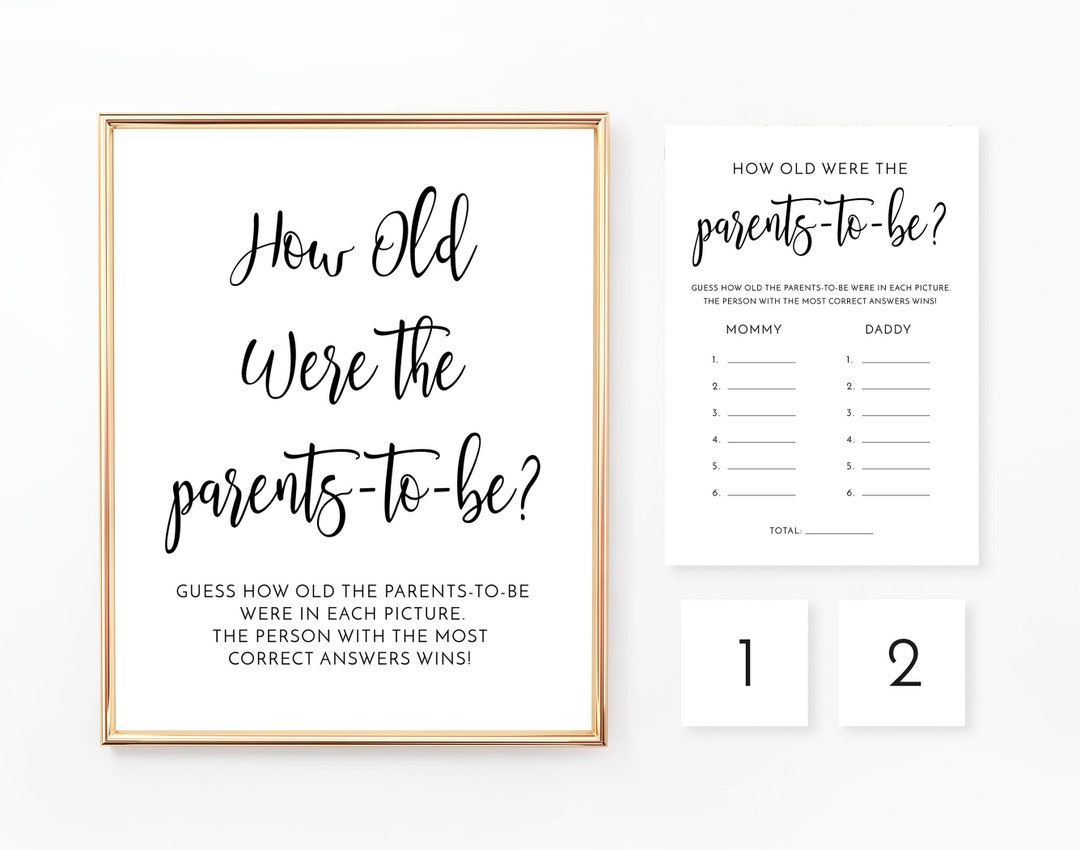How Old Were the Parents to Be Baby Shower Games, Guess the Parents Age ...