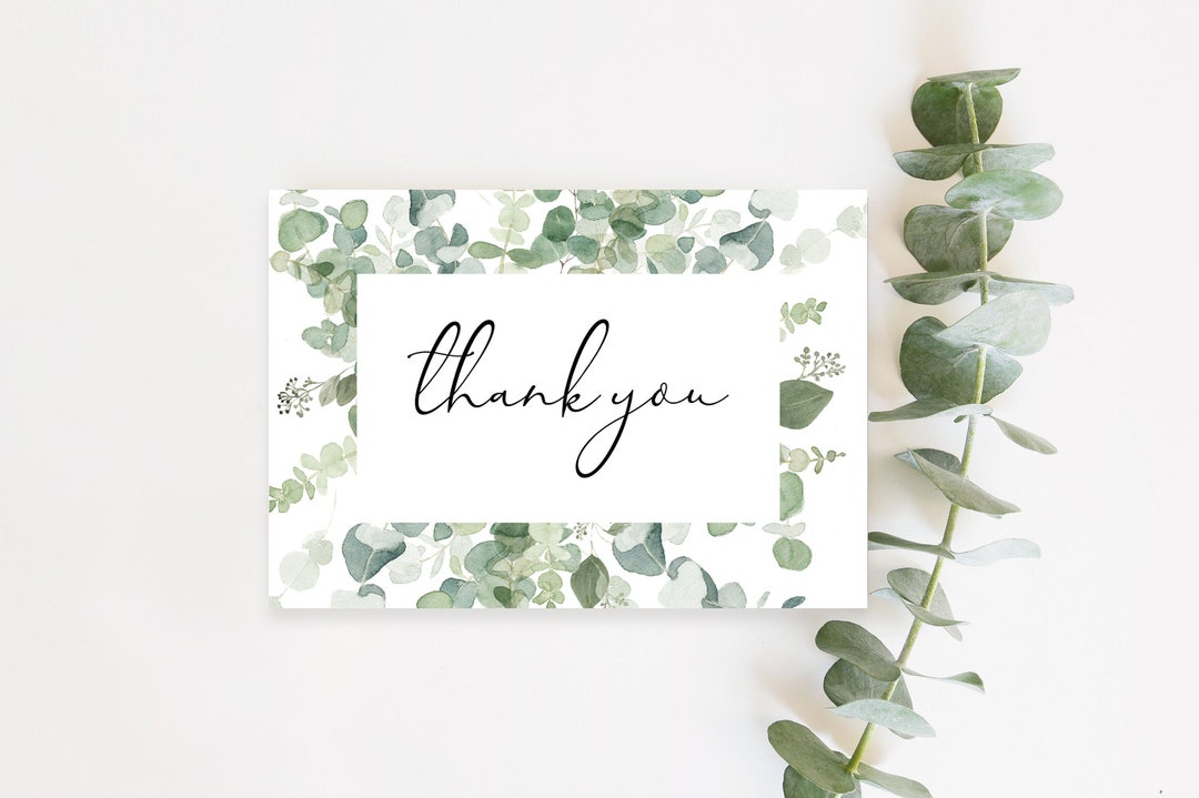 Eucalyptus Thank You Card, Printable Thank You Note, Wedding, Bridal ...