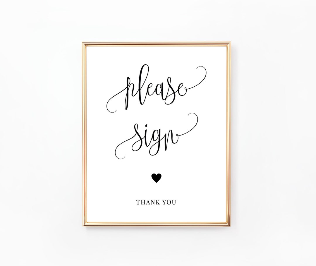 Please Sign, Printable Guest Book Sign, Guestbook Sign, Wedding ...