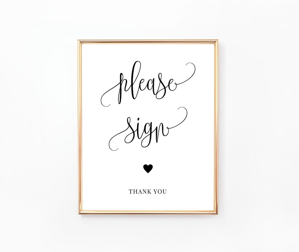 Please Sign Printable Guest Book Sign Guestbook Sign - Etsy