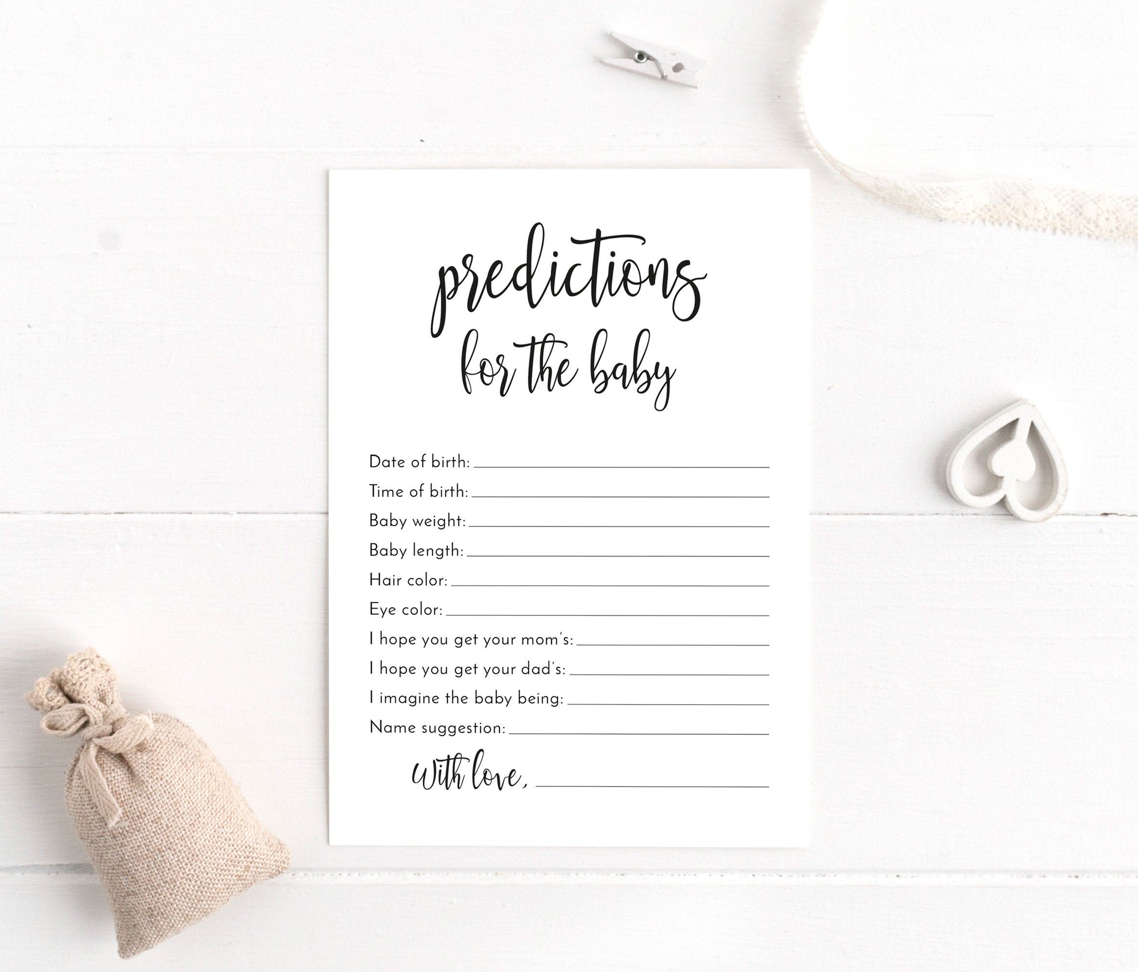 Predictions for the Baby Baby Predictions Card Baby Shower - Etsy