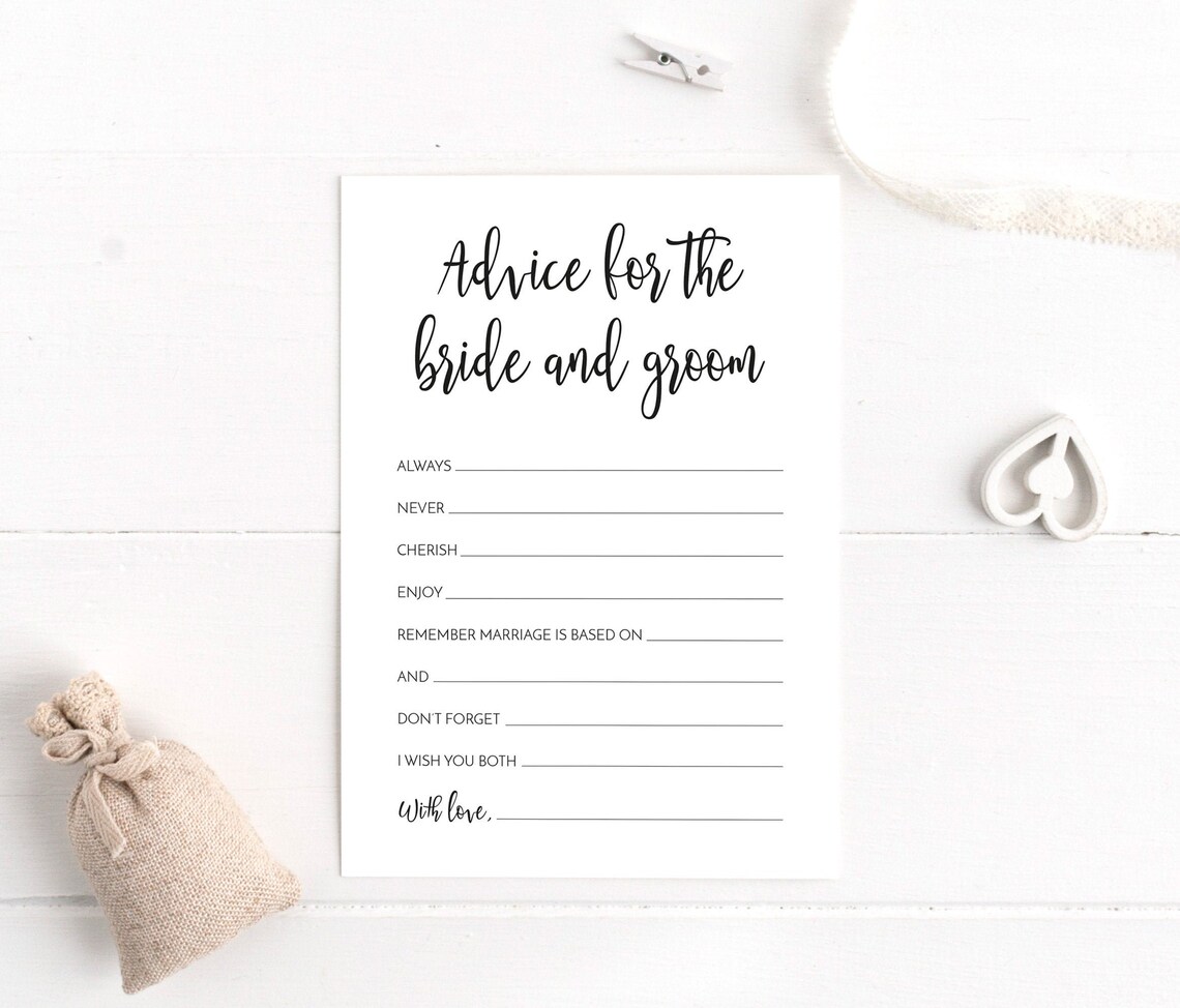 Advice for the Bride and Groom Bridal Shower Game Wedding | Etsy