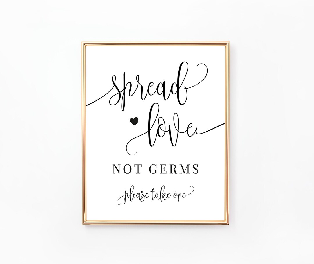 Spread Love Not Germs Sign, Printable Wedding Sign, Social Distance ...
