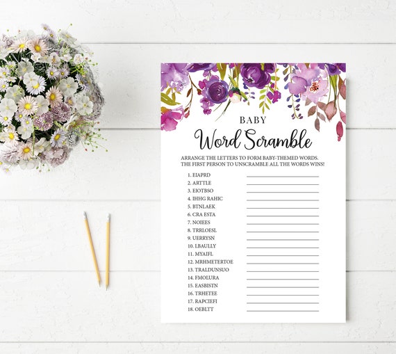 Baby Word Scramble Game Floral Baby Shower Printable Game | Etsy